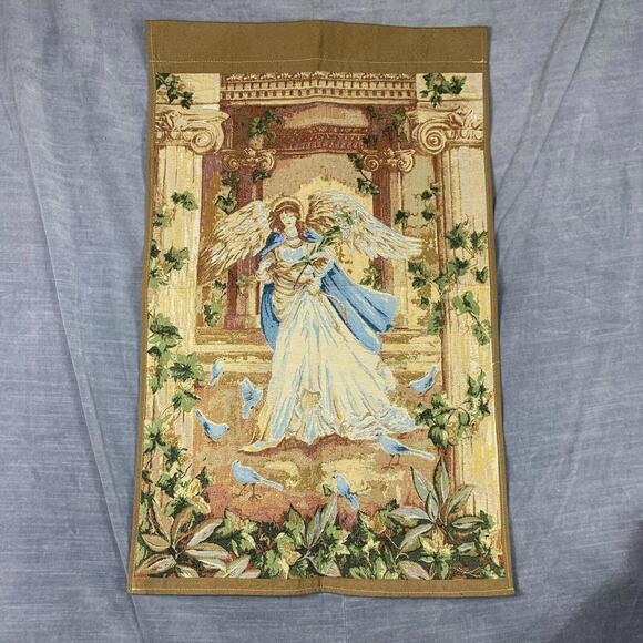 Wall Decor | Vintage Tapestry Angel With Blue Birds Wall Hanging Art ...